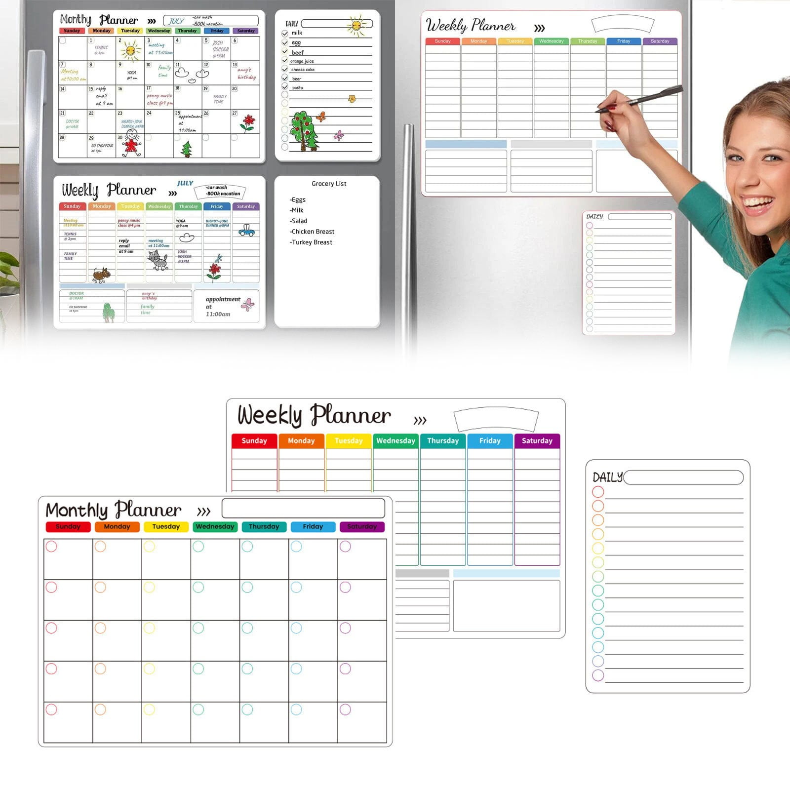 Iheaun Calendar Bundle: Magnetic Whiteboard Set for Refrigerator with ...