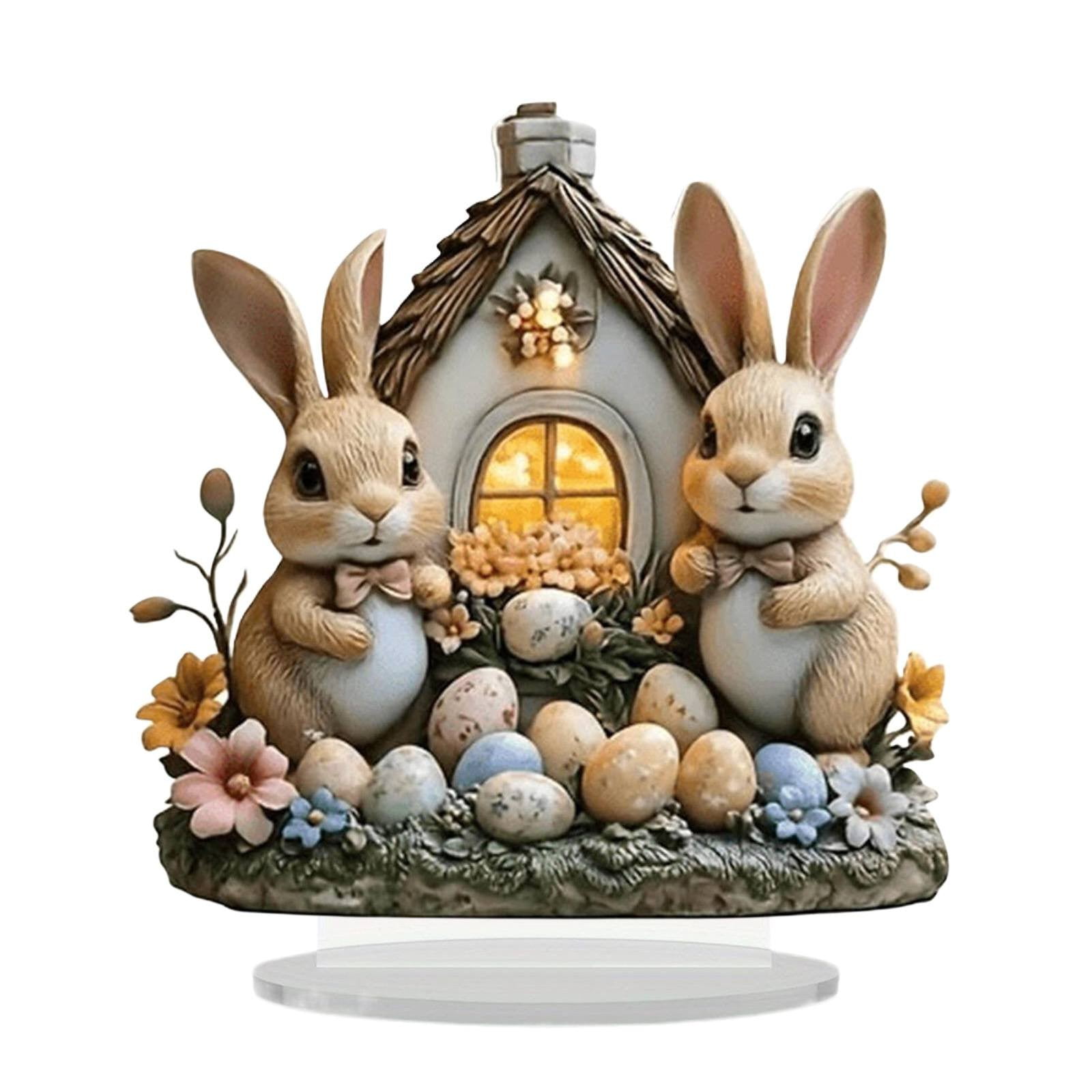 Iheaun Easter Bunny Decoration Easter Bunny Ornament 2D Acrylic Easter ...