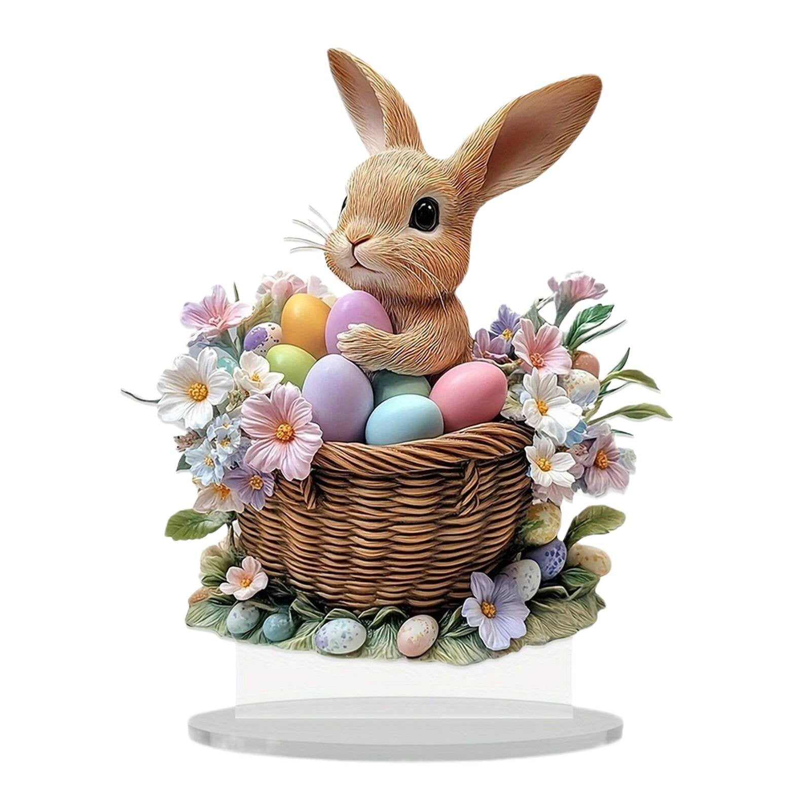 Iheaun Easter Bunny Decoration Easter Bunny Ornament 2D Acrylic Easter ...