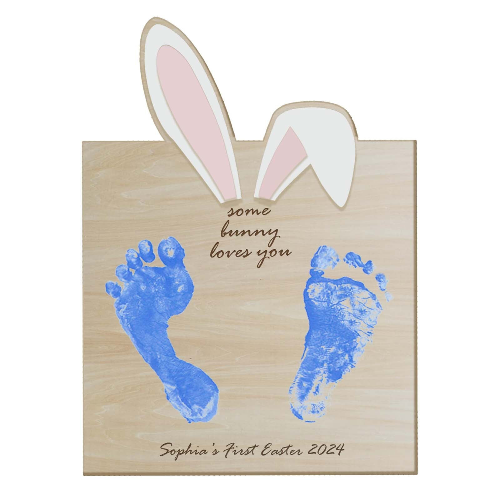 Iheaun Easter Bunny Decoration Personalized Easter Footprint Sign My ...