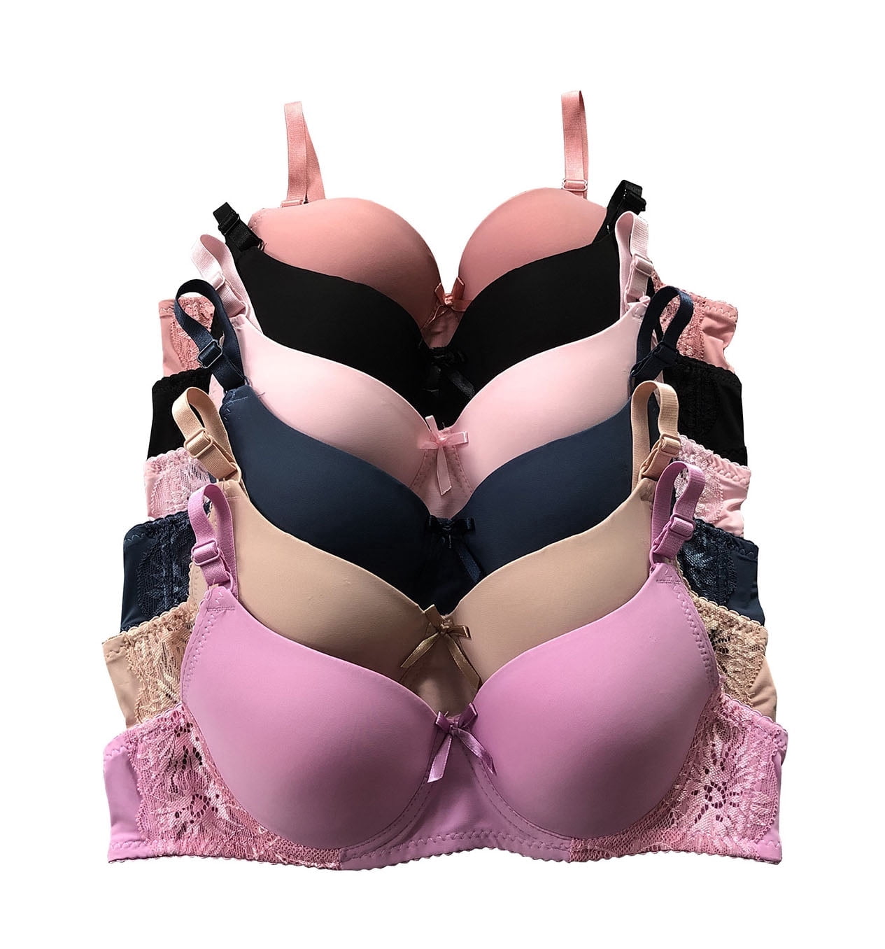 Iheyi 6 Packs Women Full Cup Regular Padded Everyday Wear 30A 32A 34A ...