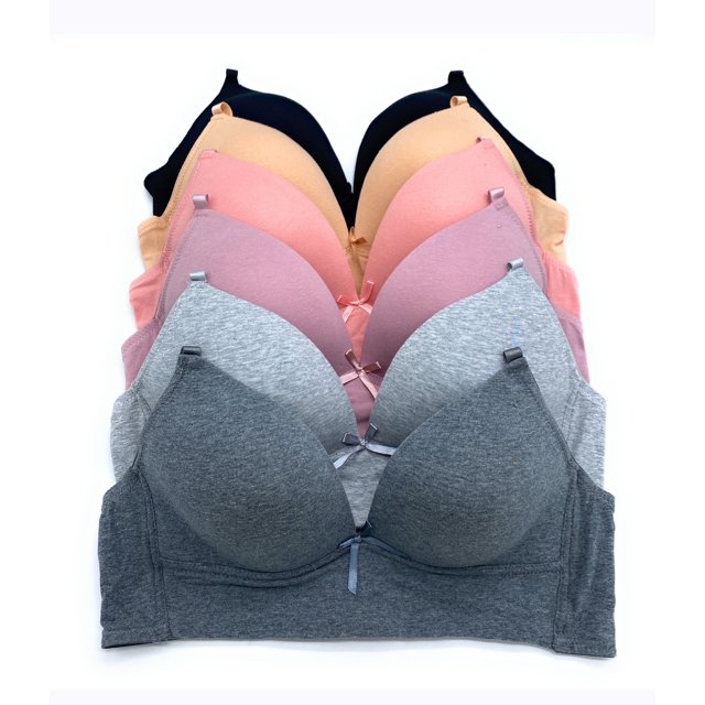 Iheyi 6 Pieces No Wire Full Cup Plain/Lace Light Padded Wire Free Bra A/B/C 34C (6647M1-50L1 ...