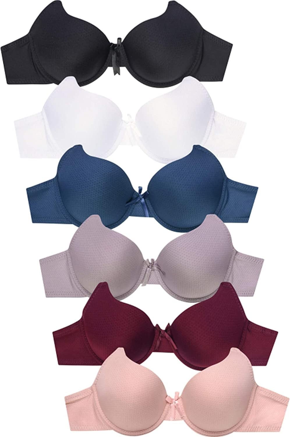 Iheyi 6 Pieces Various Style Plain Basic Everyday Wear Full Cup Bra A ...