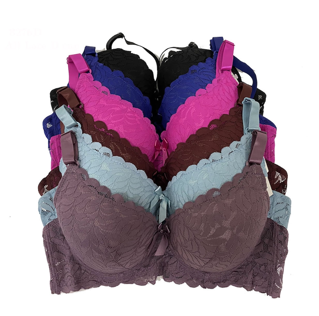 Iheyi Plus Size 6 Pieces Wired Full Cup Light Padded D/DD/DDD Bra (42D ...