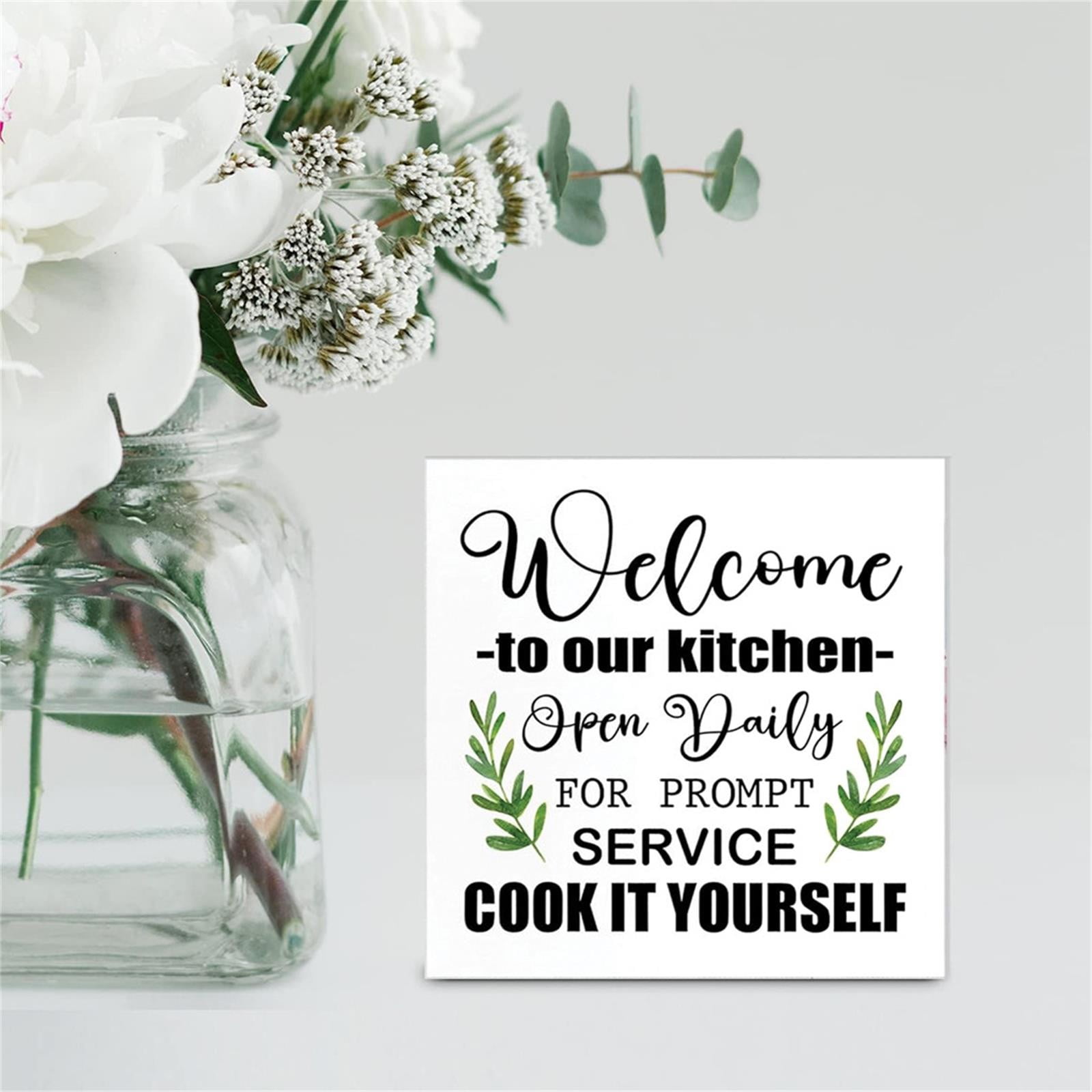 Ihgeha Cubicle Decor Rustic Kitchen Sign Decor Welcome To Our Kitchen ...