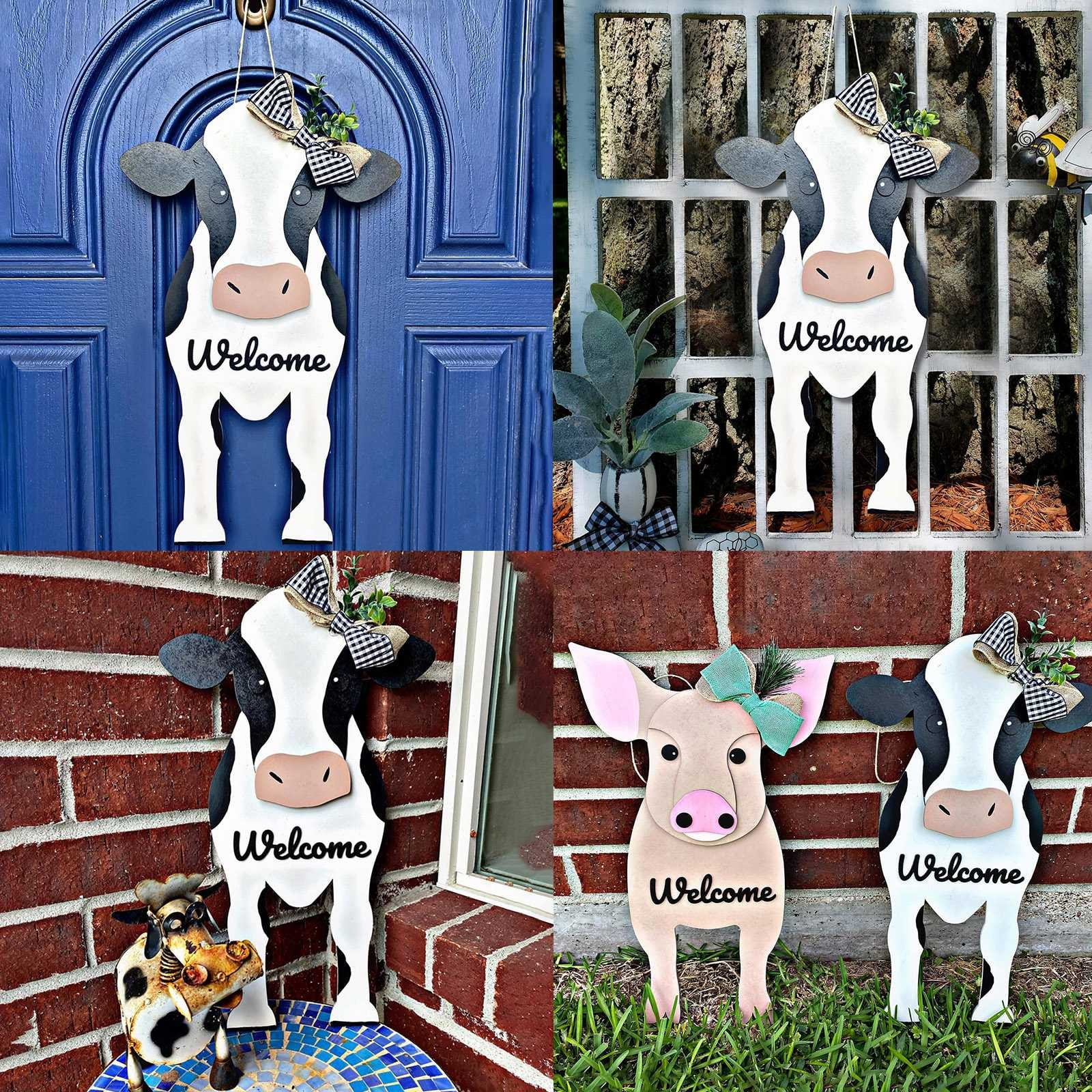 Ihgeha Front Door Decor Chinese New Year Cute Cow Bu Door Sign Eye ...