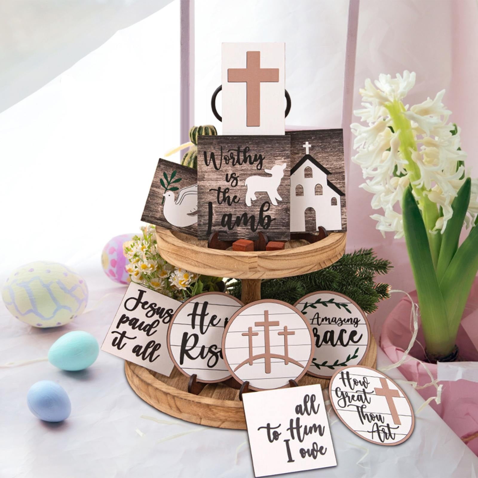 Ihgeha Tray Decor Easter Bunny Tiered Tray Decor Farmhouse Tiered Tray ...