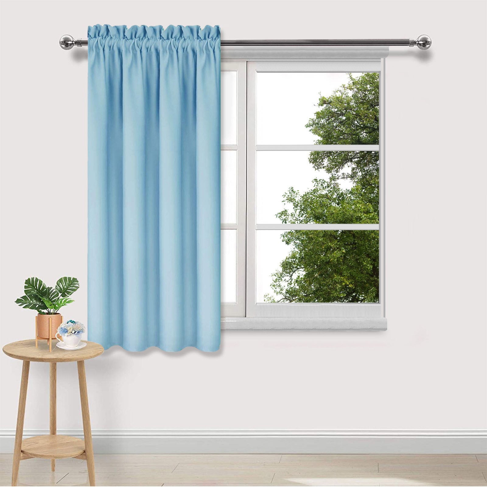 Ihhxva 2 Pcs Heat Insulation Energy Saving Curtains, Solid Color Silk ...