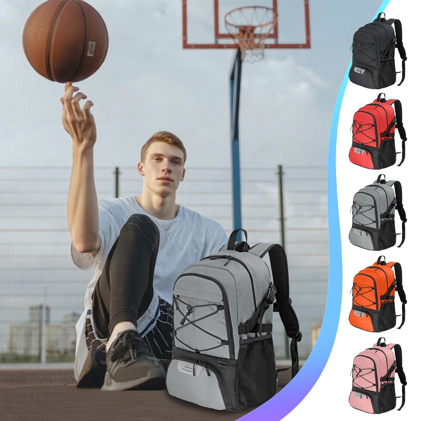 Ihhxva Basketball Backpack, Travel Sports Laptop Air Cushion Schoolbag ...
