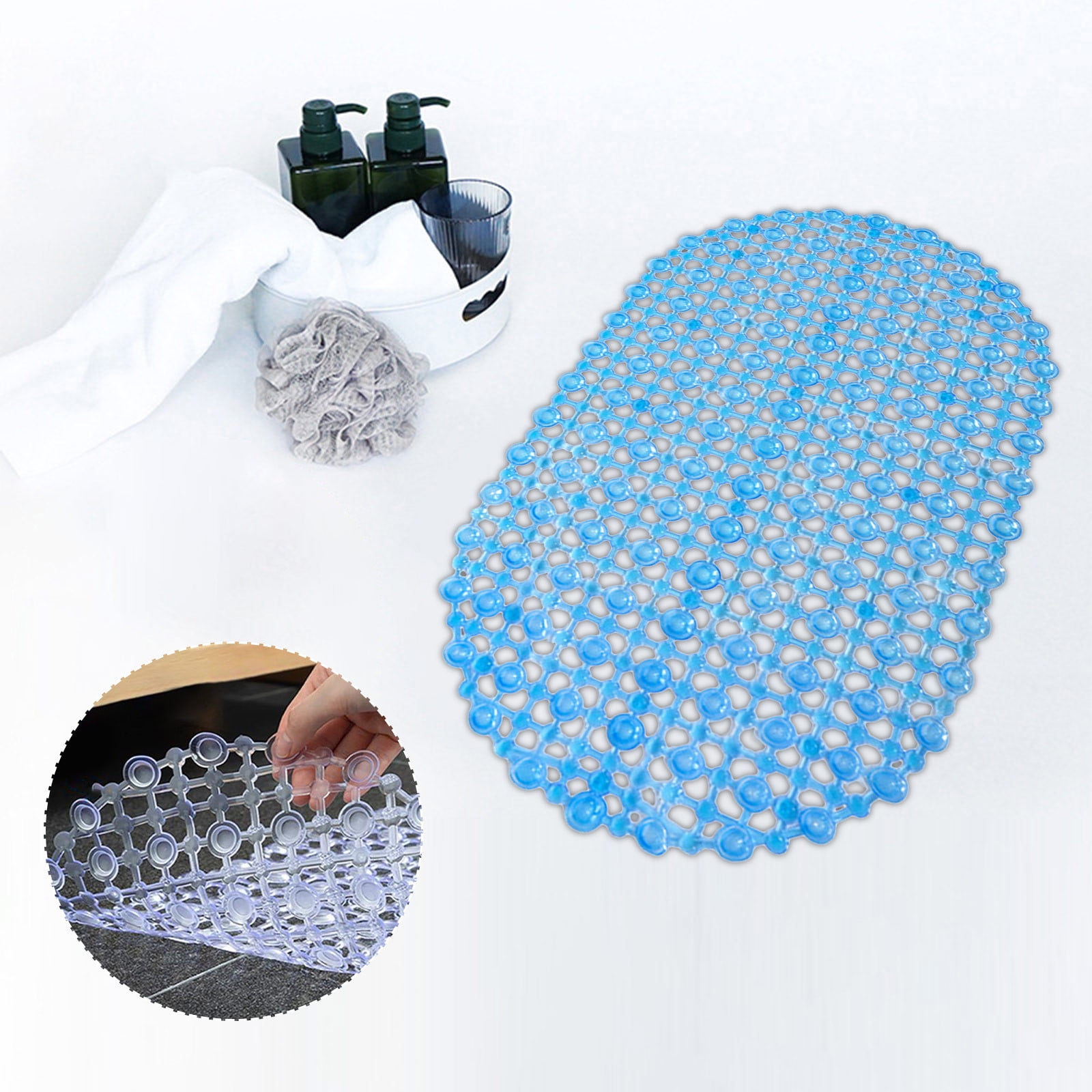Ihhxva Bathroom Anti-slip Shower Mat, Pvc, Hollow Water Droplet Design ...