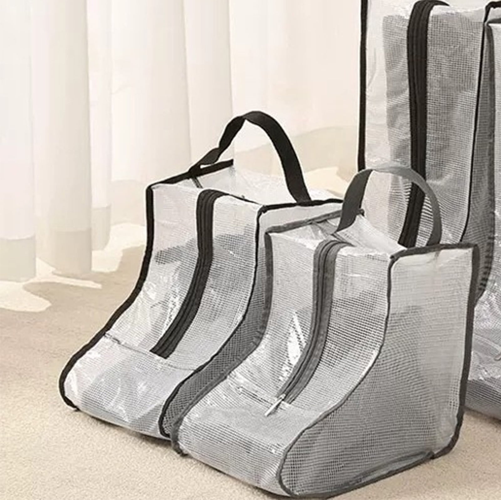 Ihhxva Black and Gray Trim Transparent Ankle Boot Dust Bag, Travel ...