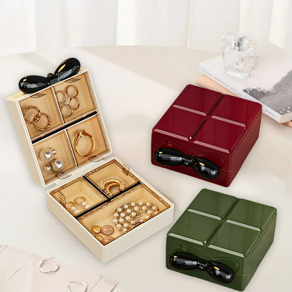 Ihhxva Compartment Jewelry Organizer Box, Plastic Earrings Storage Case ...