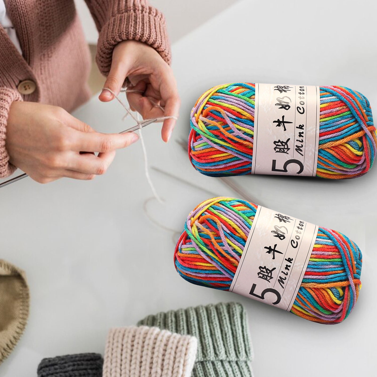 Ihhxva Five Strand Gradient Milk Cotton Yarn, Hand-woven Diy Knitting ...