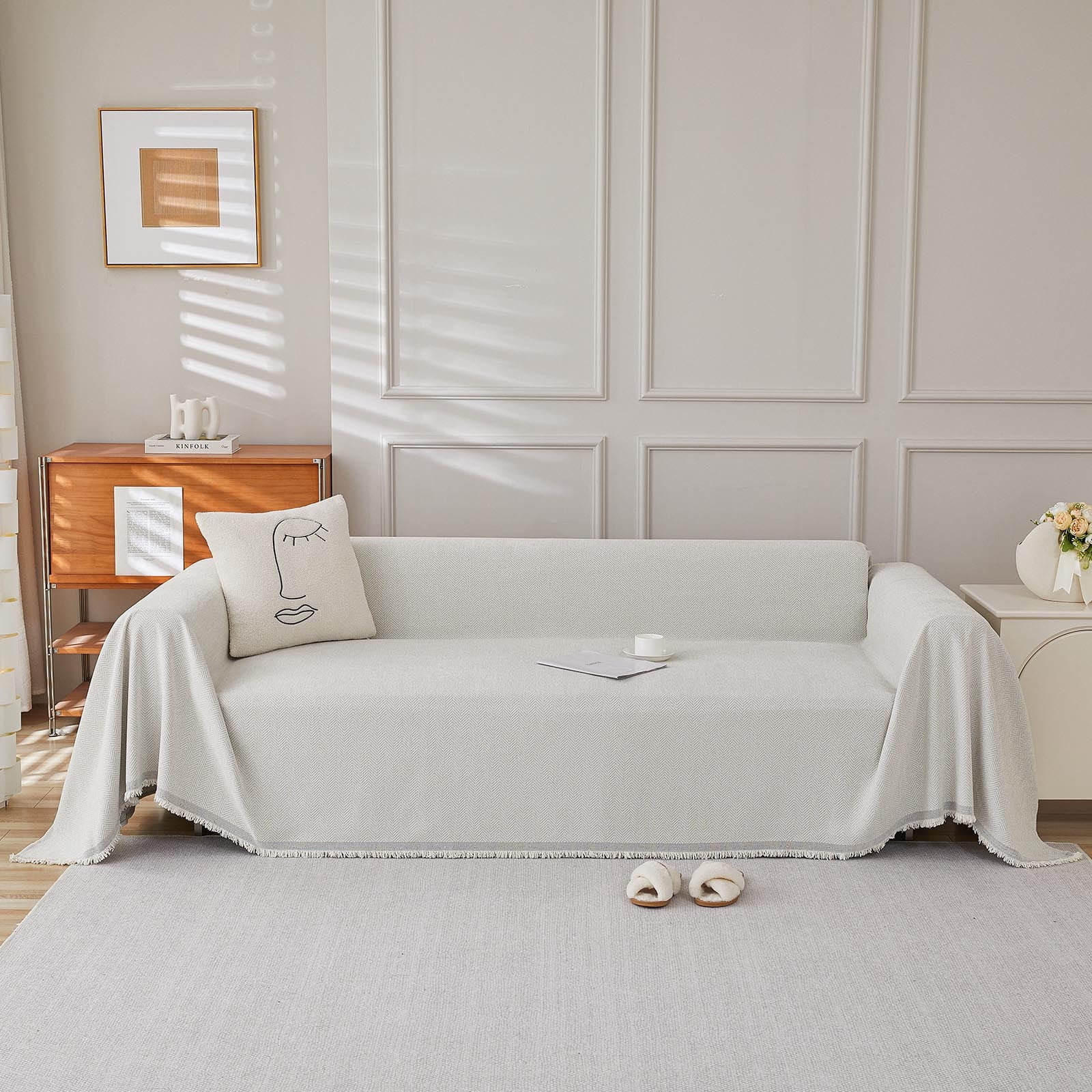 Ihhxva Four-season Universal Herringbone Sofa Towel, Chenille, 71x71 in ...