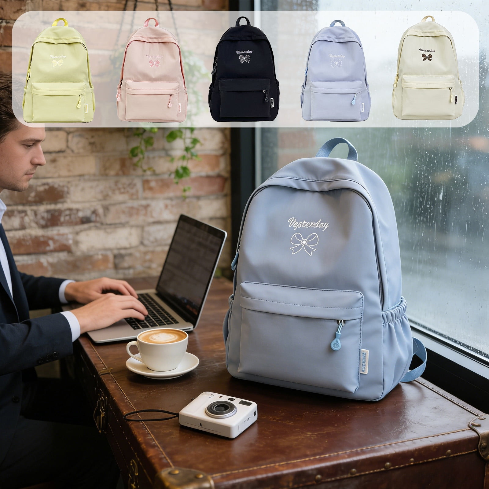 Ihhxva Fresh and Sweet Backpack for , Macaron Colors, Versatile Bow Tie ...