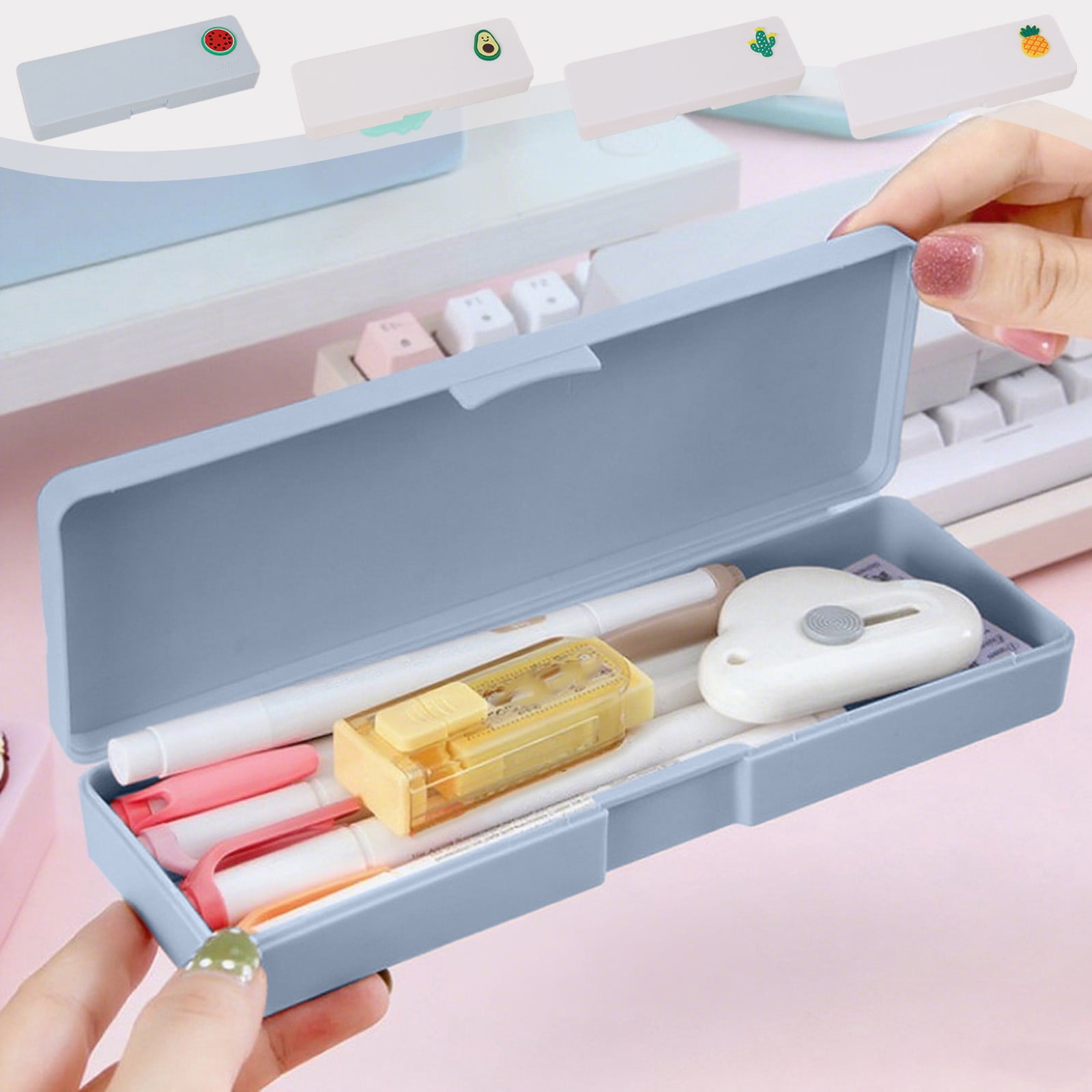 Ihhxva Frosted Pencil Case, Cartoon Fruit Pattern Storage Box for ...