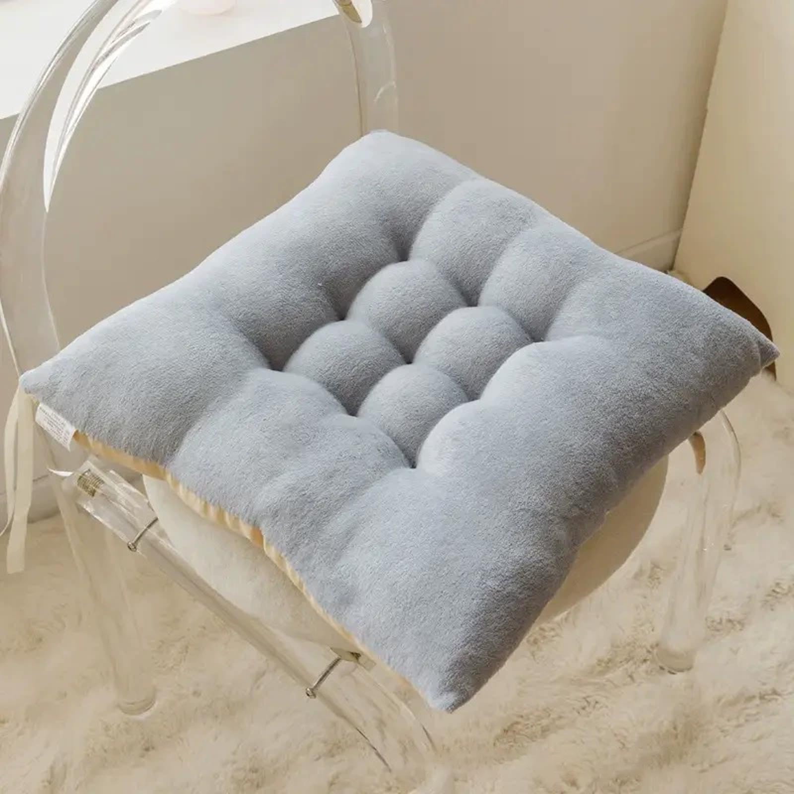 Ihhxva Gray Crystal Velvet Chair Cushion, Plush Seat Pad for Workspace ...