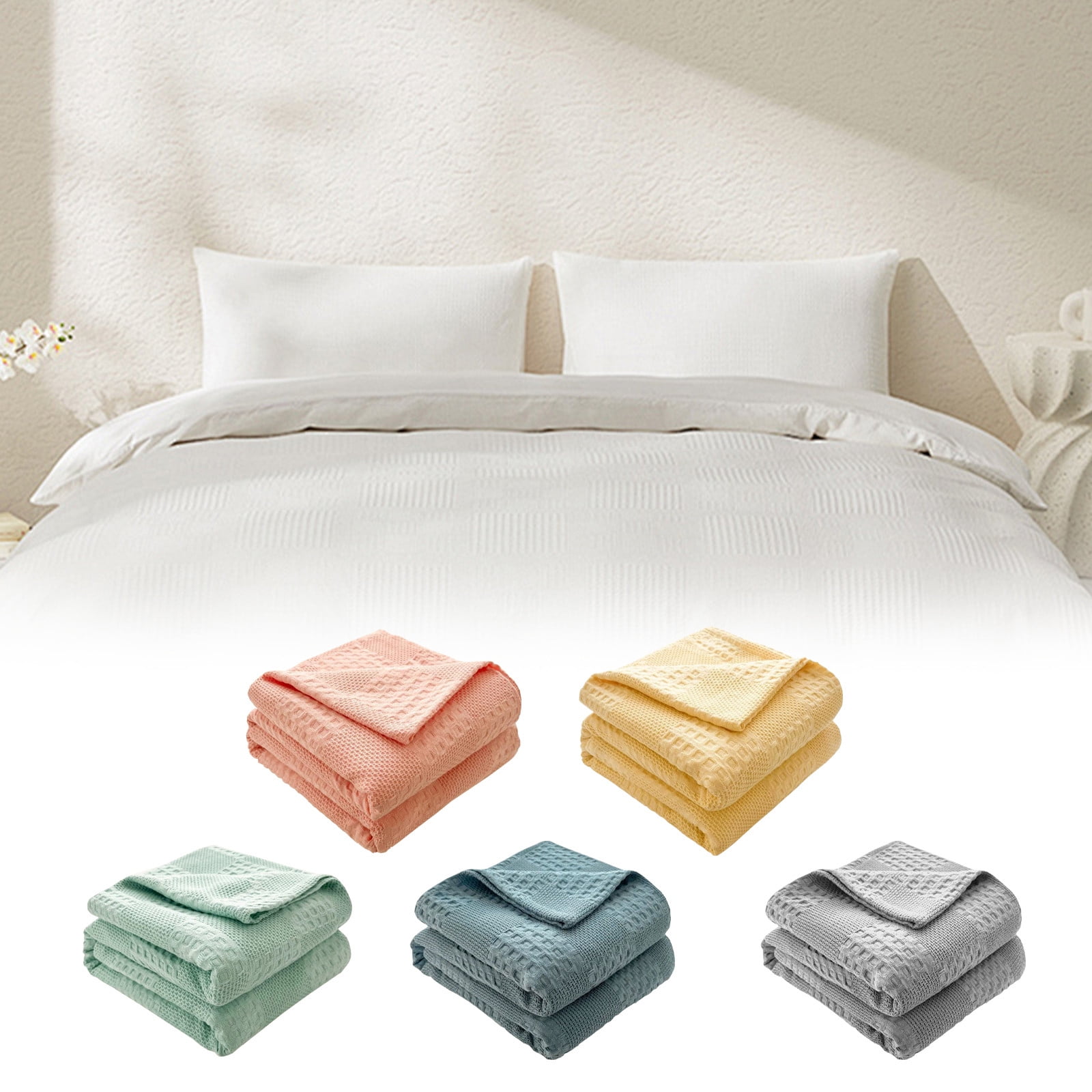 Ihhxva Hollow Weave Blanket, 100% Cotton Openwork Summer Cover ...