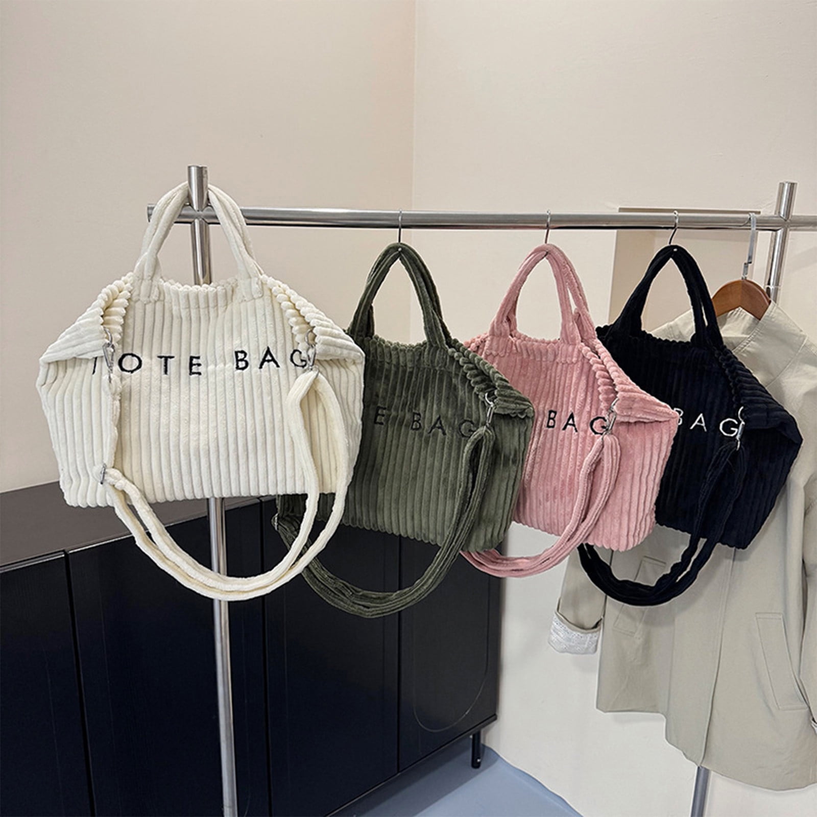 Ihhxva Large Capacity Corduroy Lightweight Casual Shoulder Tote Bag ...