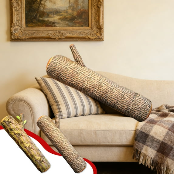 Ihhxva Lifelike Tree Stump Bolster Body Pillow, Soft Faux Wood Log ...
