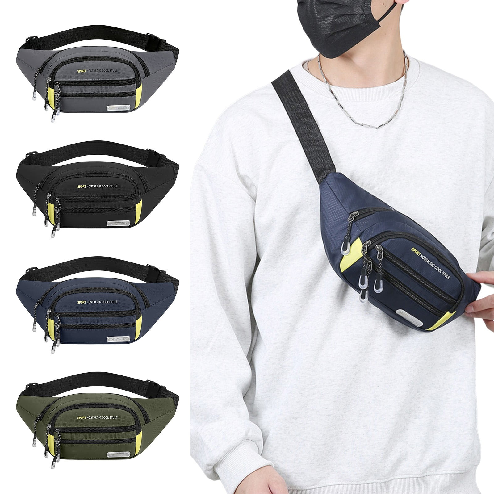 Ihhxva Men's Watertight Crossbody Bag, Multifunctional Sports Chest ...