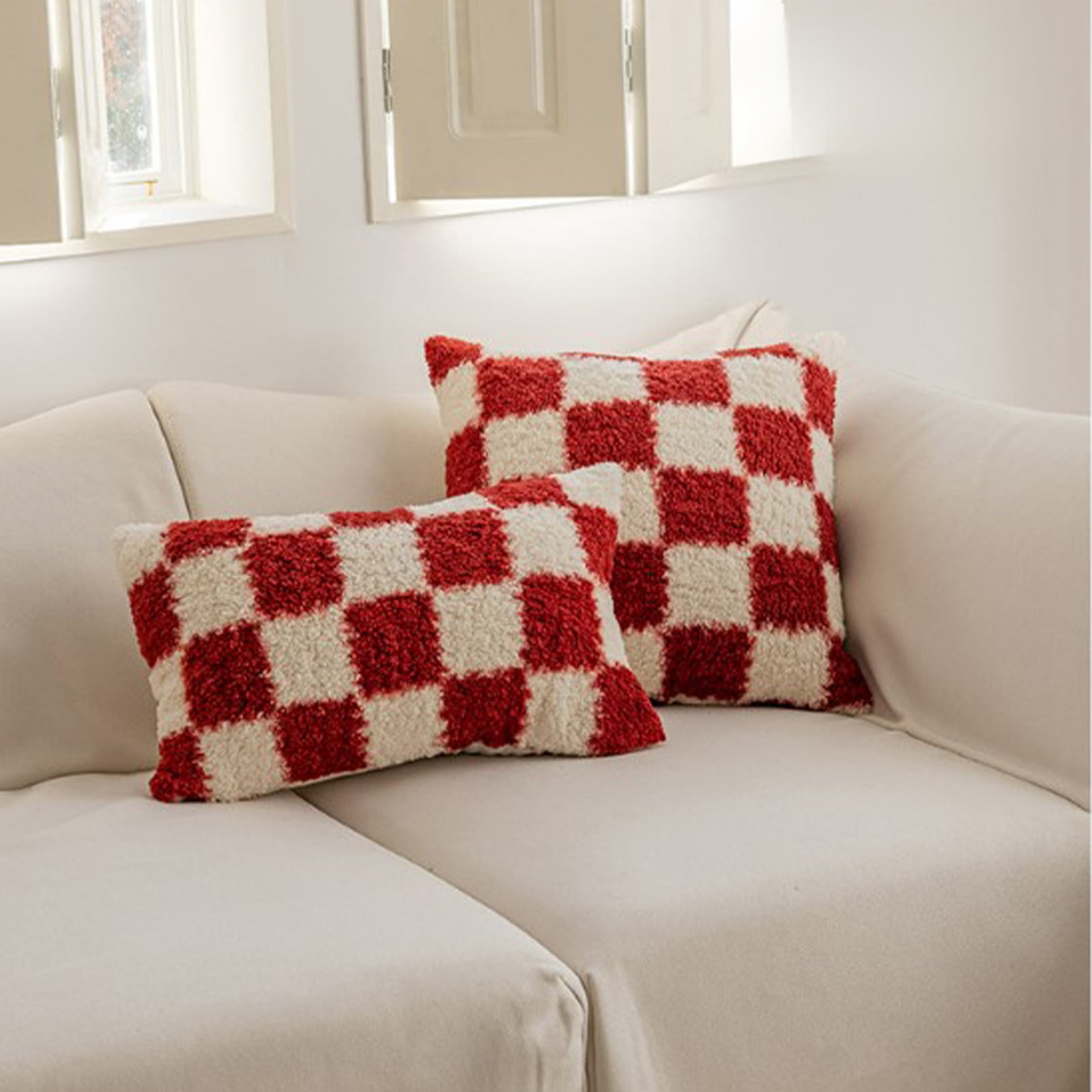 Ihhxva Modern Checkered Pillowcase, Festive Cushion and Sofa Pillow Set ...