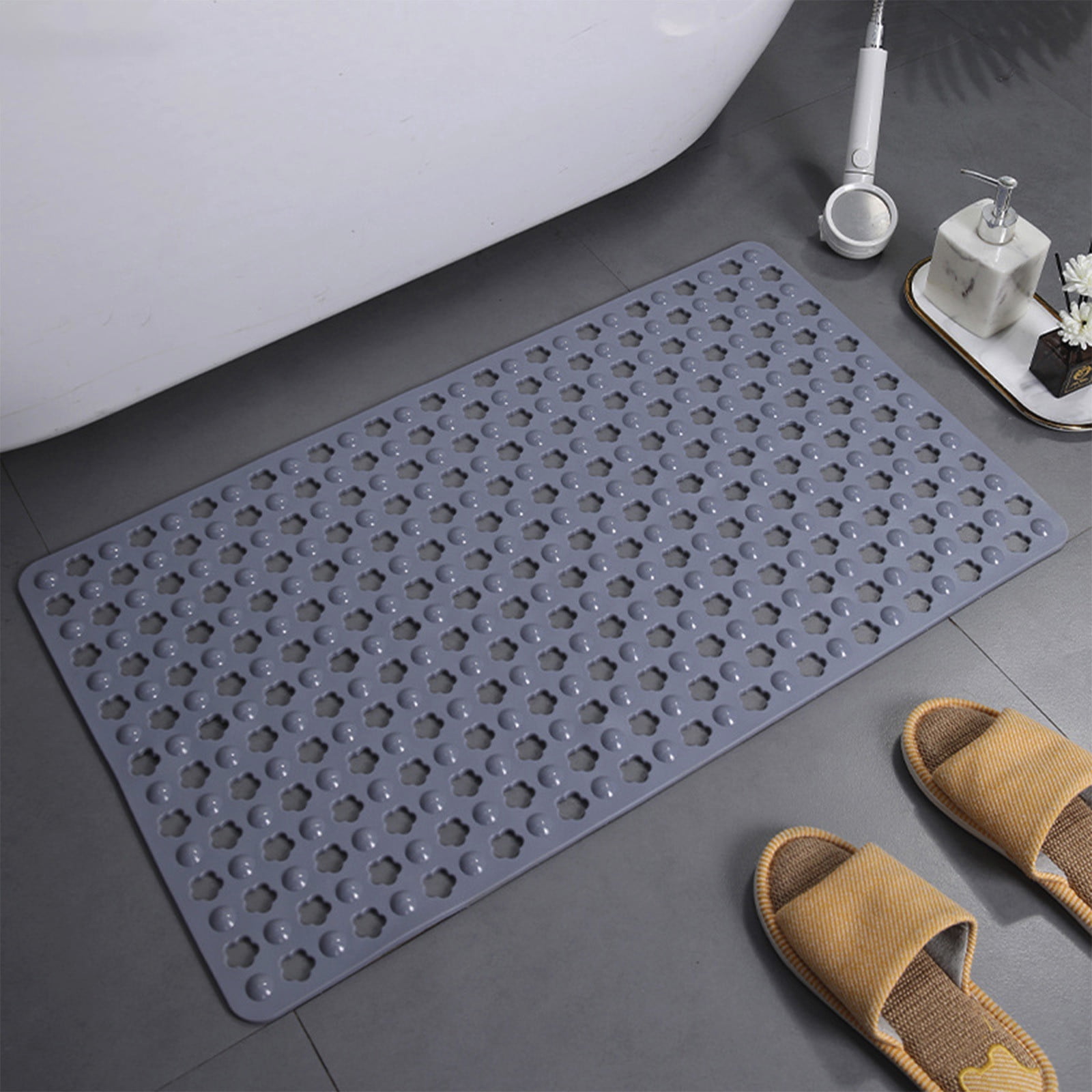 Ihhxva Non-slip Shower Mat with Suction Cups and Drain Holes, 15x28 in ...