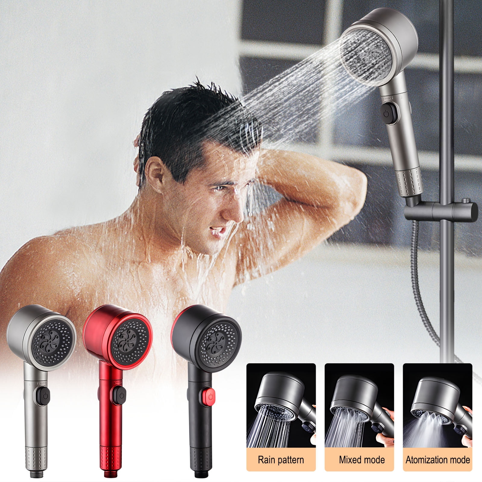 Ihhxva Purified Water Booster Showerhead, Household Handheld with Three ...