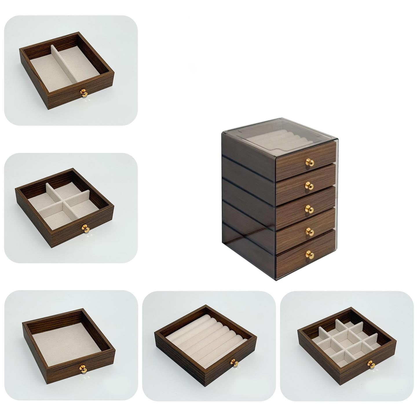 Ihhxva Walnut Wood Jewelry Box, Desktop Anti-oxidation Storage ...