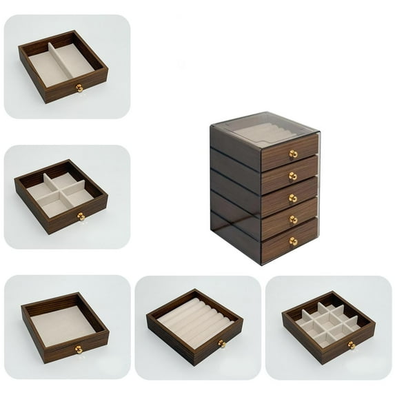 Ihhxva Walnut Wood Jewelry Box, Desktop Anti-oxidation Storage ...