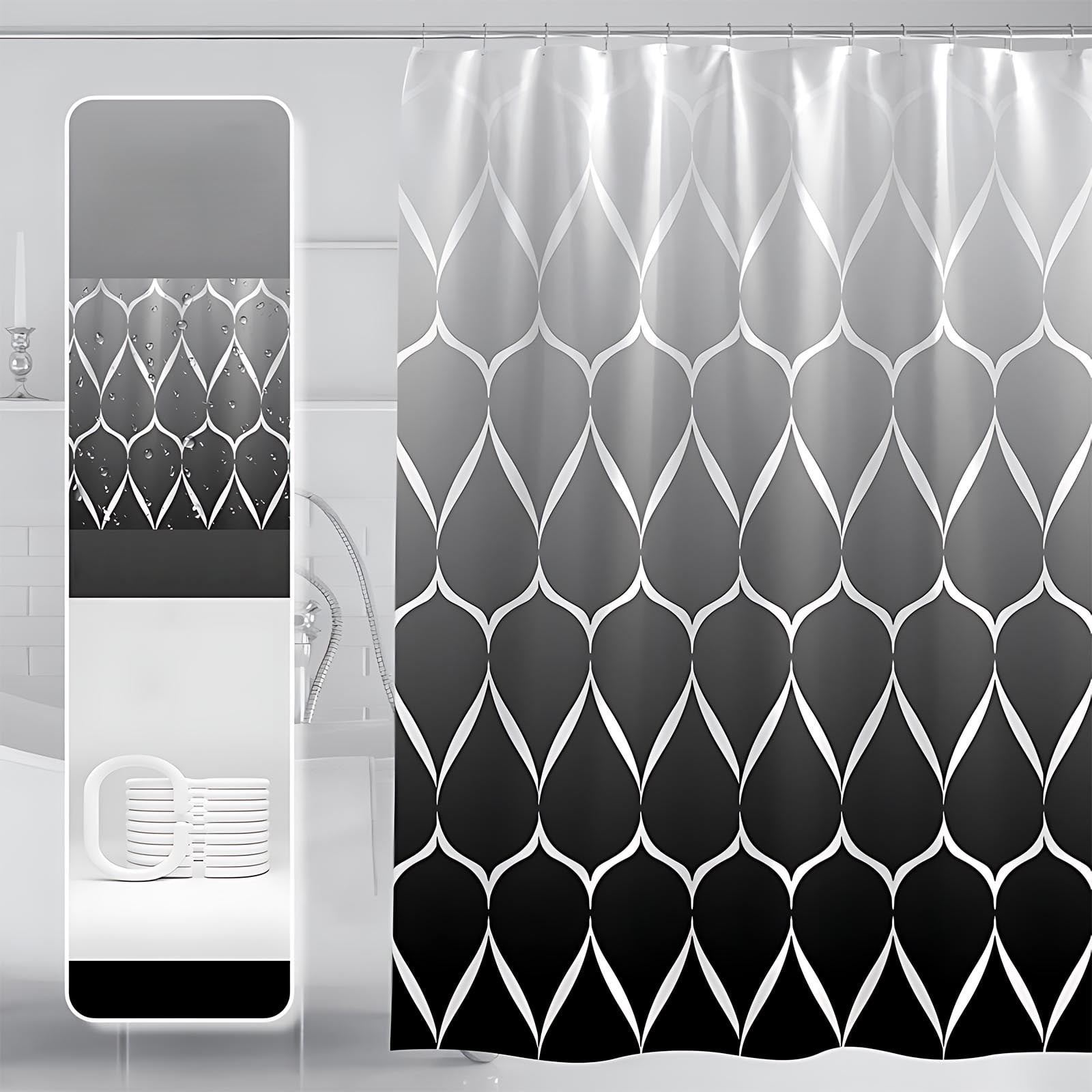 Ihhxva Waterproof Shower Curtain, Mildew Resistant Fabric, No Drill ...