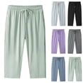 Ihhxva Women's Capri Pants 3/4 Length Elastic Waist Drawstring Cooling ...