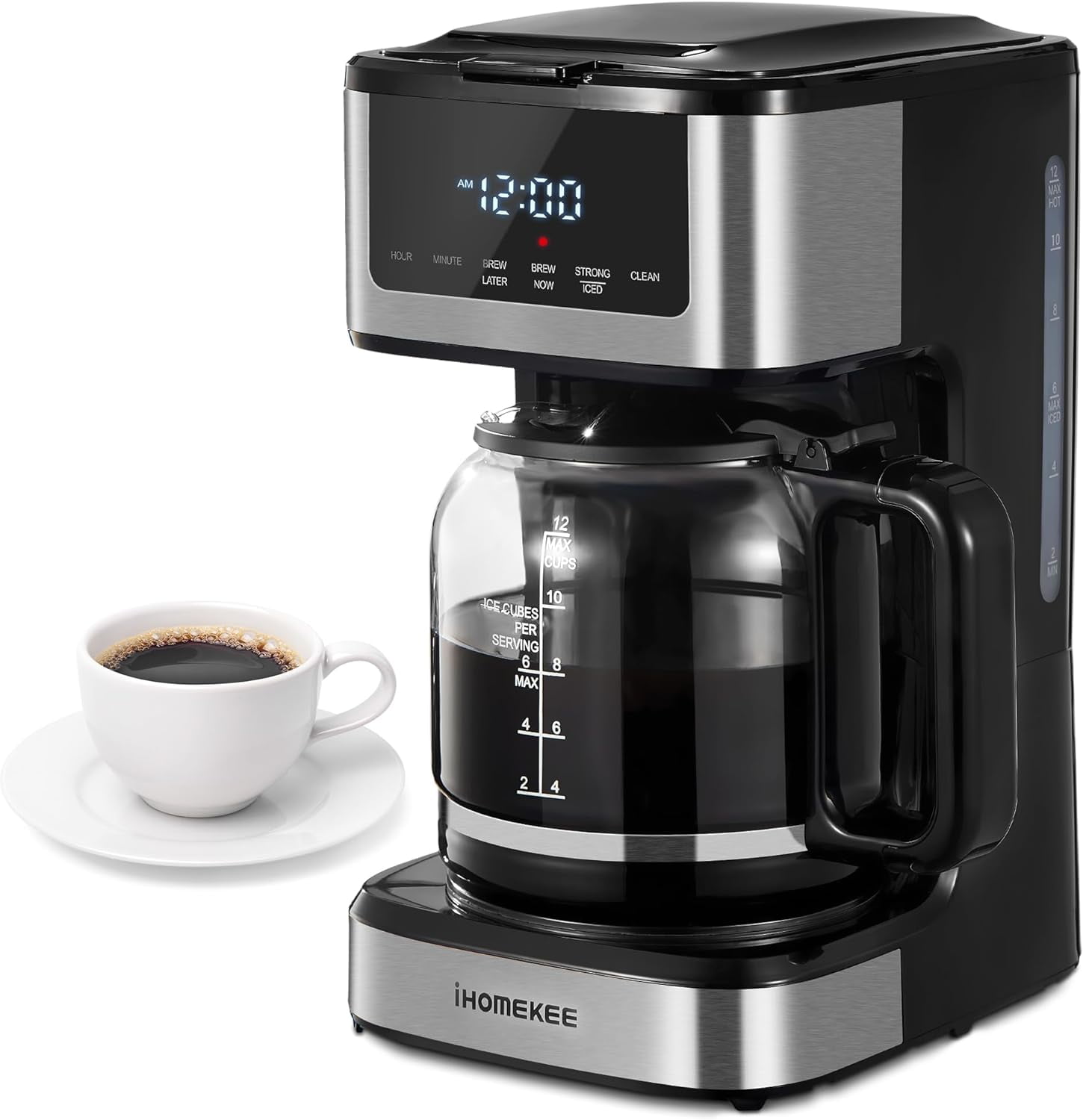 Ihomekee Programmable Coffee Maker, 12 Cup Drip Coffee Machine with ...