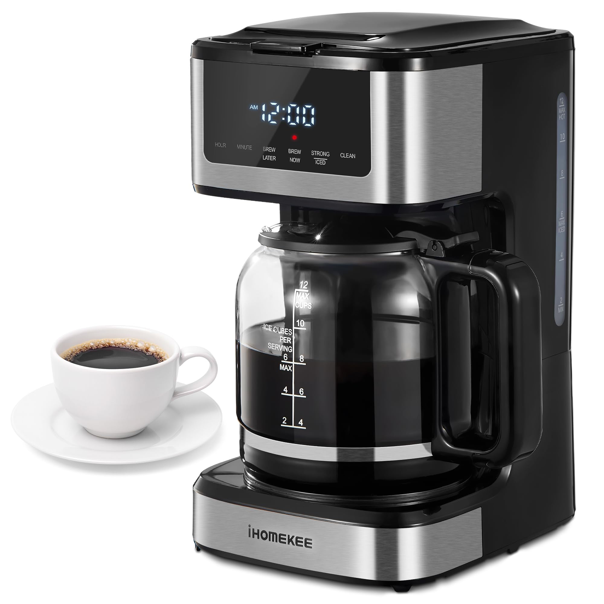 Ihomekee Programmable Drip Coffee Maker 12 Cup, Coffee Machine with ...