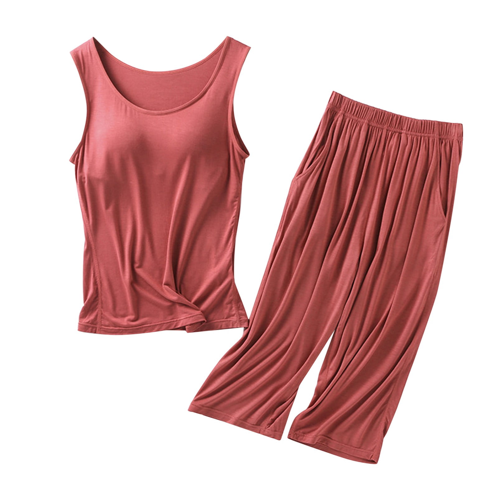 Ihph7 Built in Bra Pajamas for Women Tank Top Pajama Set for Women ...