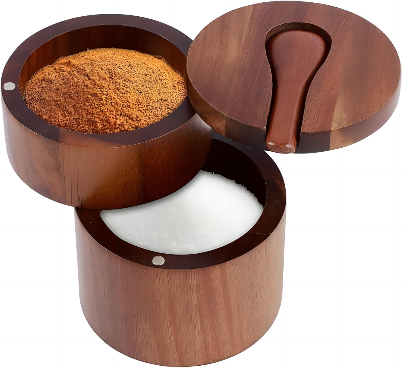 Ihvewuo Salt Container 2 Layers Salt and Pepper Bowl with Built in ...