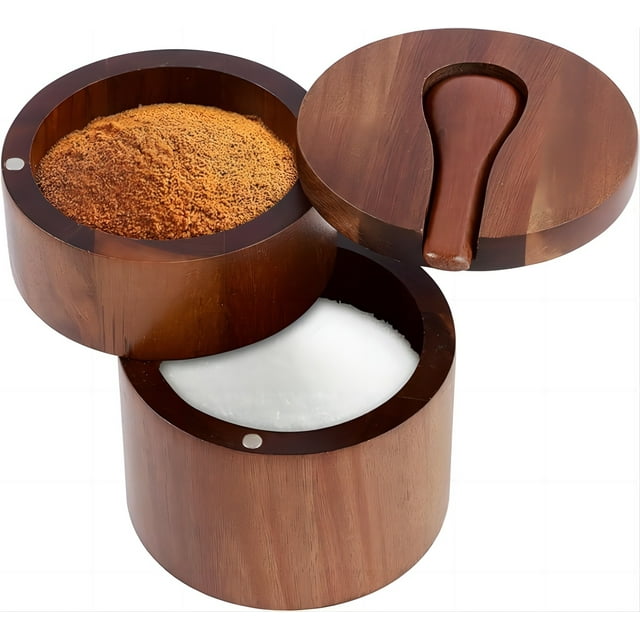 Ihvewuo Salt Container 2 Layers Salt and Pepper Bowl with Built in ...