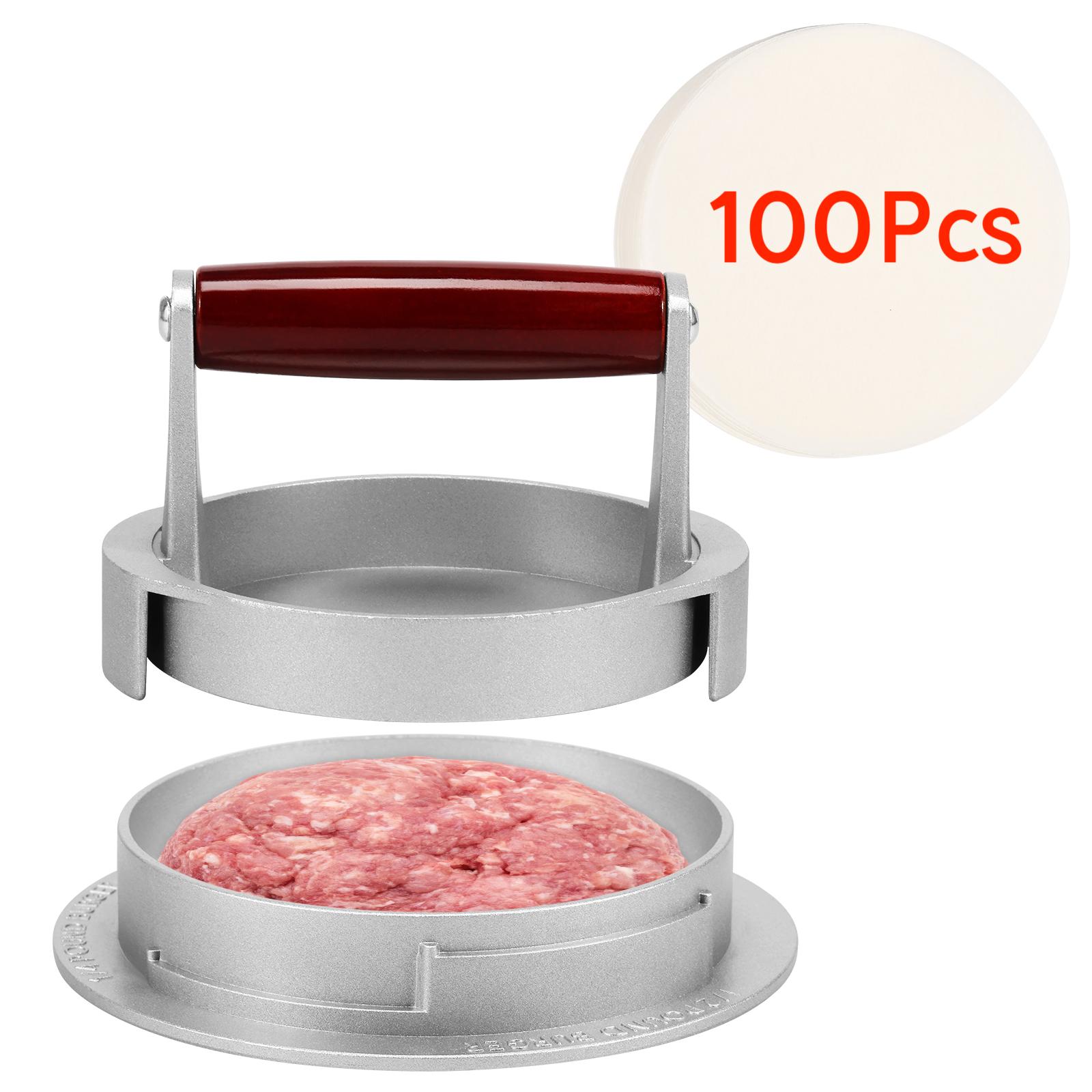 Ihvewuo 2Pcs Hamburger Press Patty Maker with 100 Silicone Oil Paper 1/2 lb 1/3 lb 1/4 lb ...