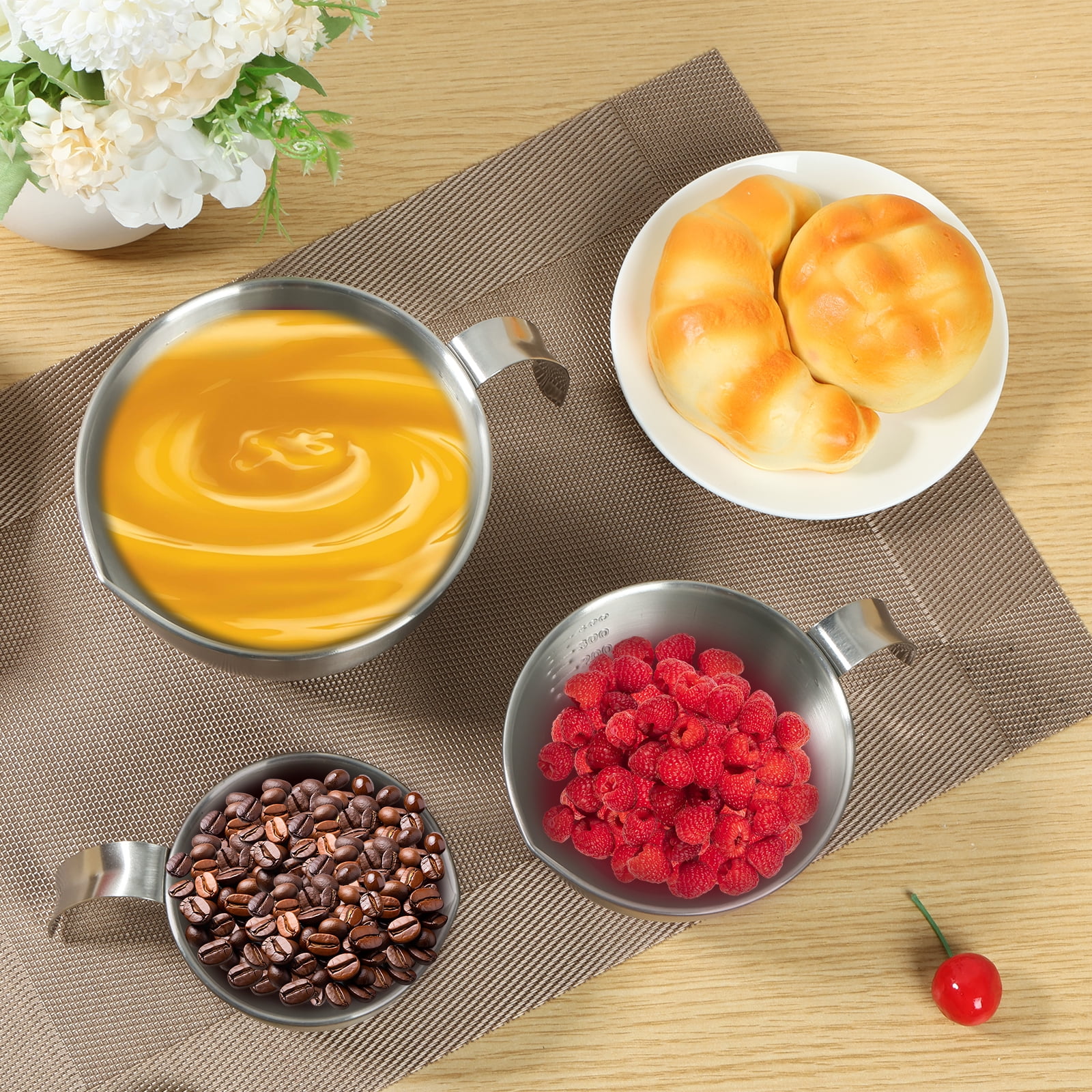 Ihvewuo 2pcs Stainless Steel Mixing Bowl 3 Sizes Nesting Bowl with ...