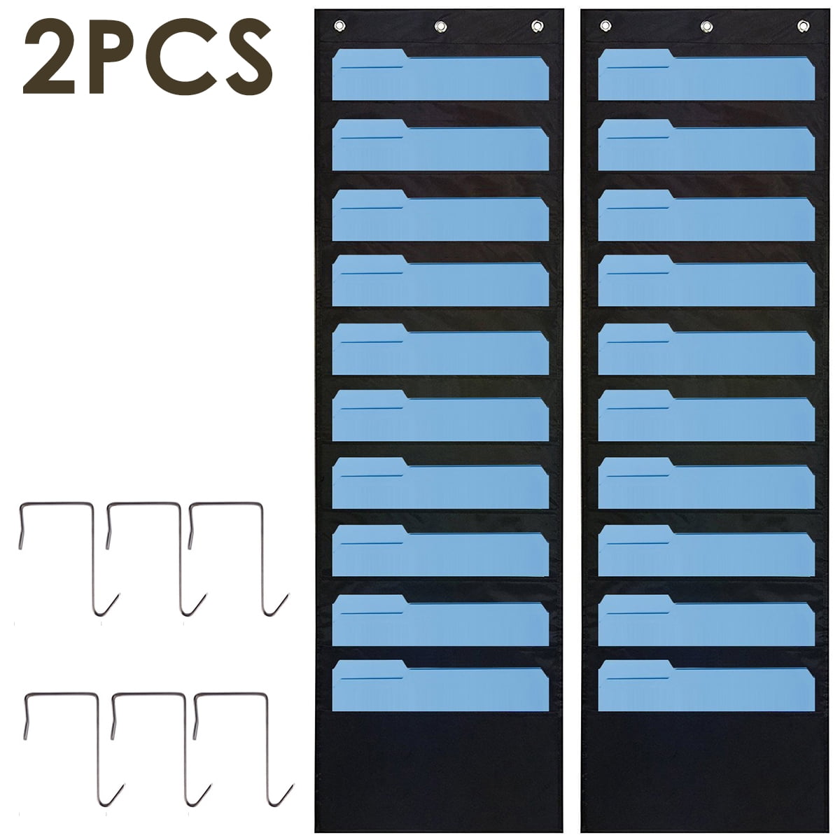 Ihvewuo 2pcs Storage Pocket Chart with 10 Large Pockets Wall Hanging ...