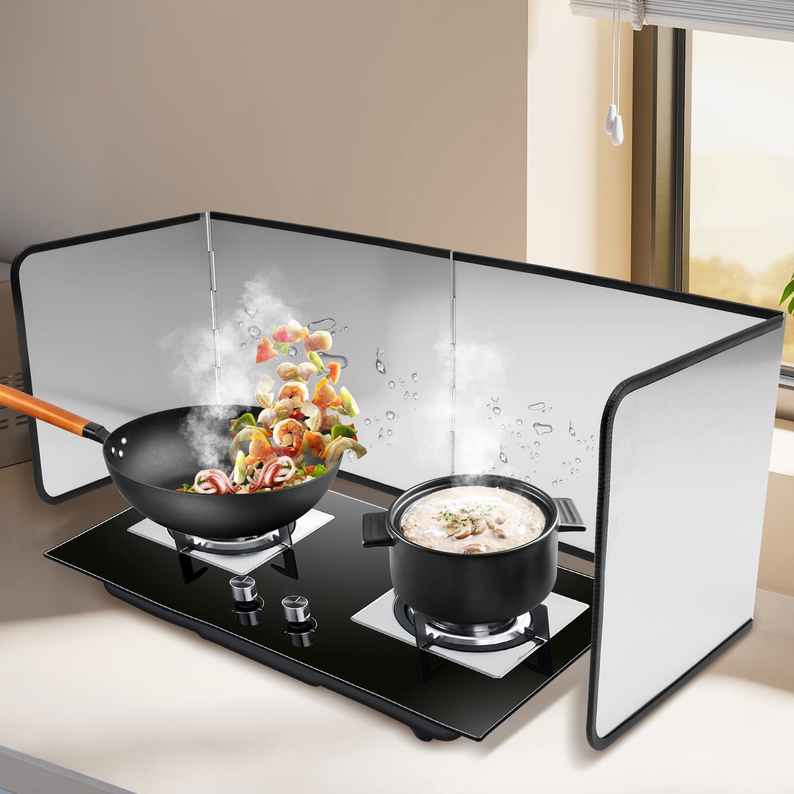 Ihvewuo 3 Sided Splatter Guard Folded Oil Splatter Screen Grease ...