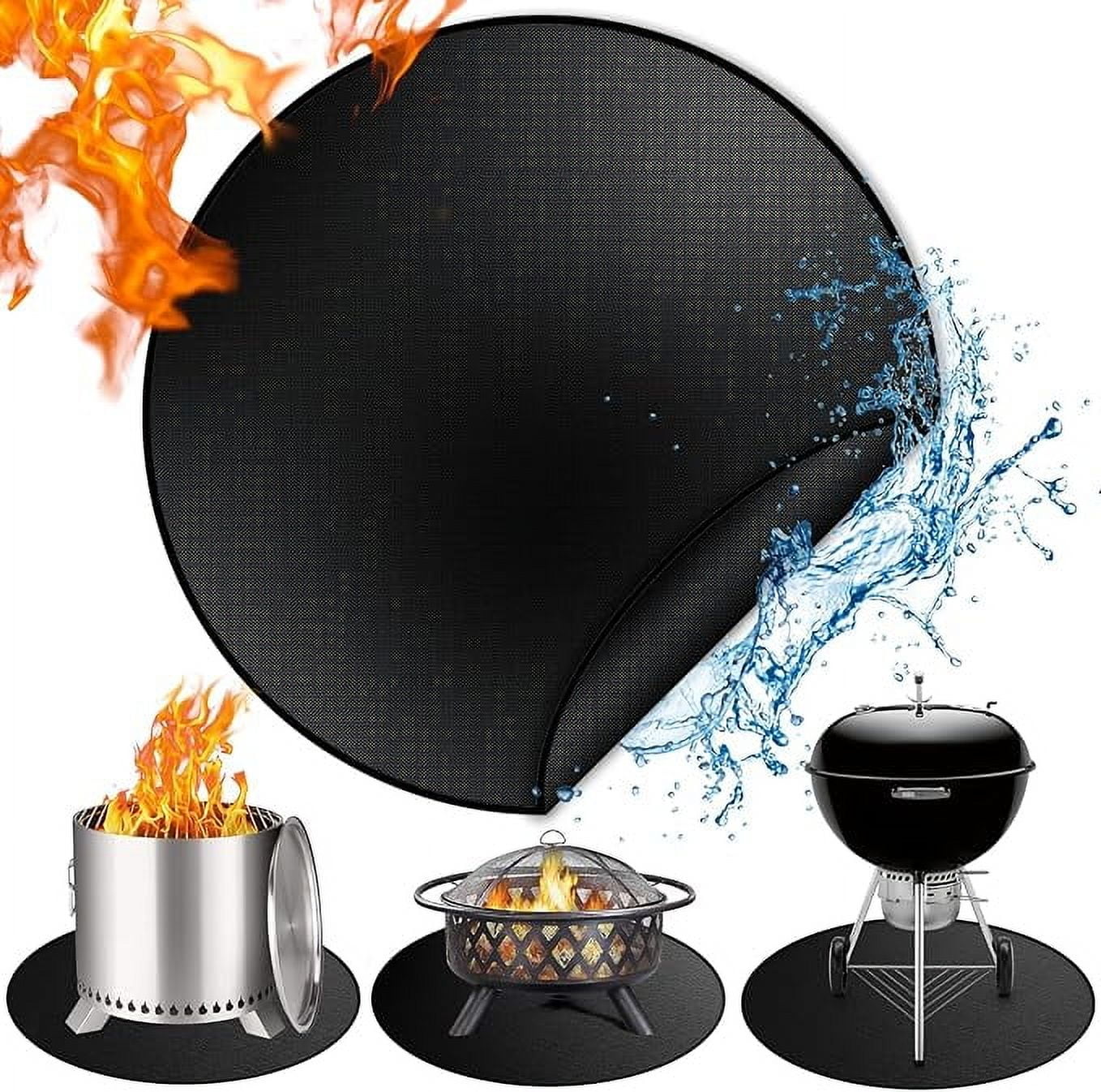 "Ihvewuo 36"" Fire Pit Mat, Black, Fireproof, 3-Layered Ember Mat ...