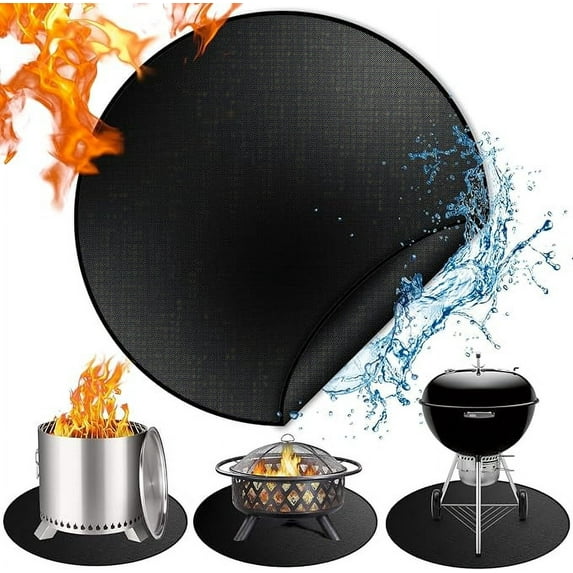 "Ihvewuo 36"" Fire Pit Mat, Black, Fireproof, 3-Layered Ember Mat ...