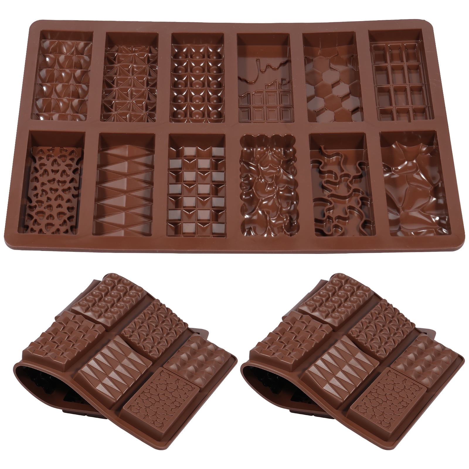 Ihvewuo 3pcs Chocolate Bar Molds 12 Cavity Break Apart Chocolate Molds ...