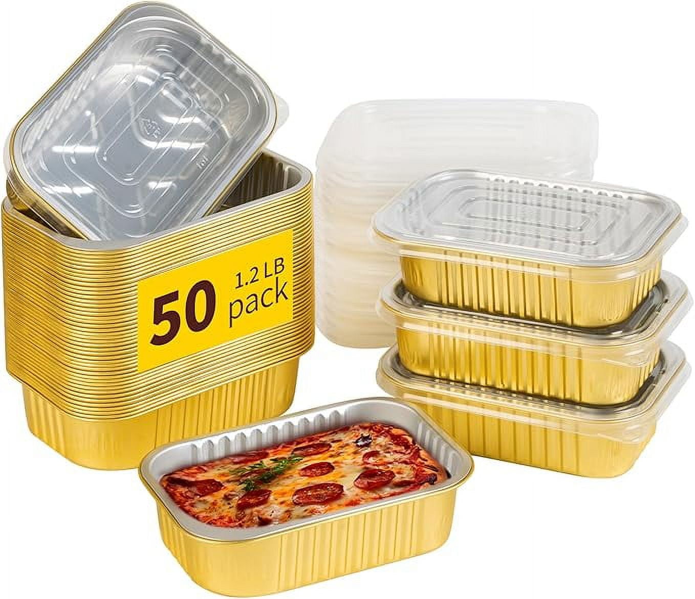 Ihvewuo 50 Pcs Aluminum Pans with Lids Rectangular Tin Foil Pans Leak ...