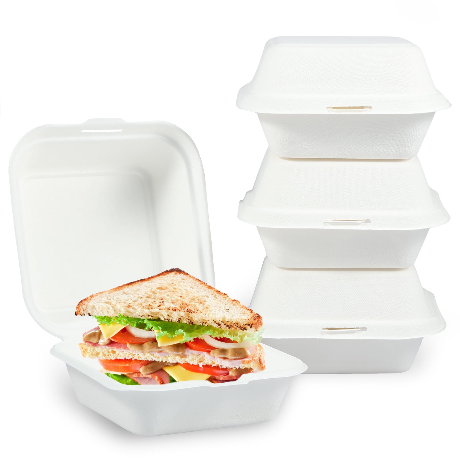 Ihvewuo 50pcs Clamshell Food Containers Biodegradable Clamshell Take ...