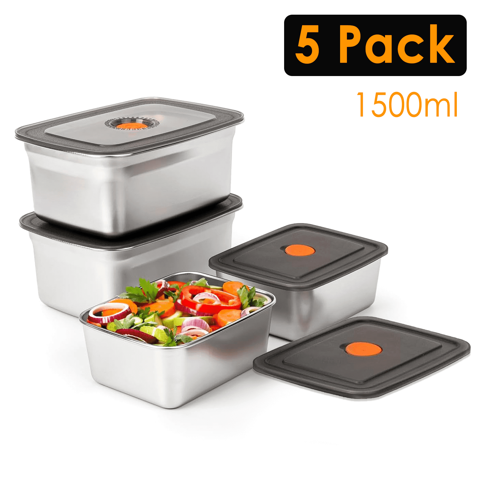Ihvewuo Food Storage Food Container 5PCS Stainless Steel Food Storage ...