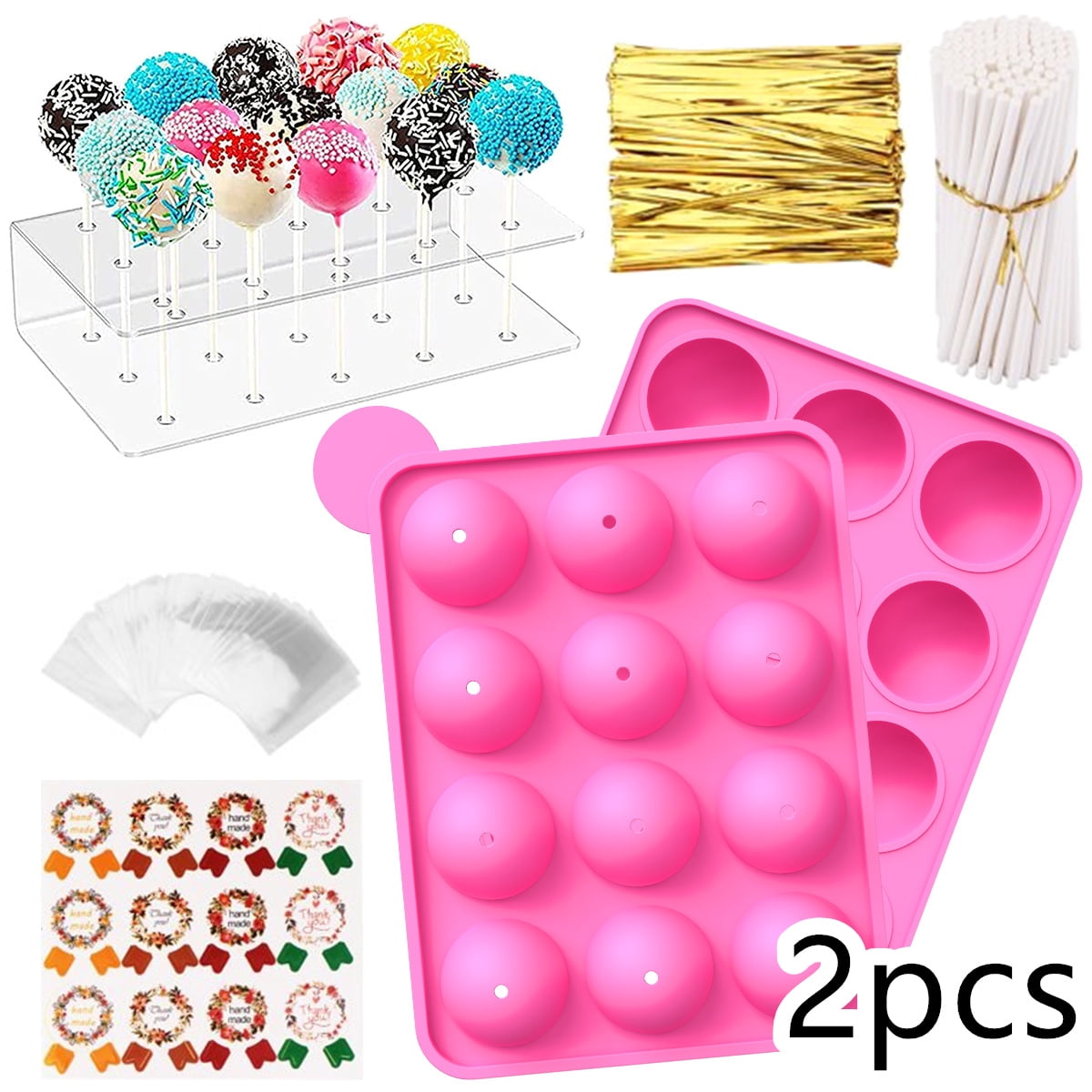 Ihvewuo 622Pcs Cake Pop Maker Kit Silicone Cake Pop Moulds 15-Hole ...