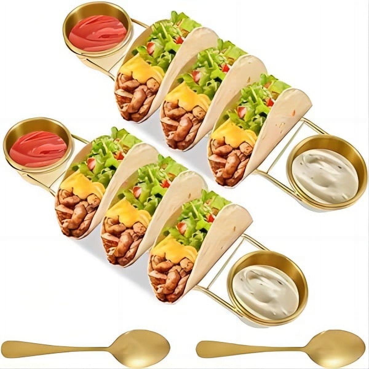 Ihvewuo 8Pcs Taco Stand with Spoon Salad Cup Stainless Steel Taco ...