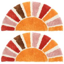 Qenwkxz Bohemian Half Round Bath Rug, Non-Slip, Washable, Colorful for ...